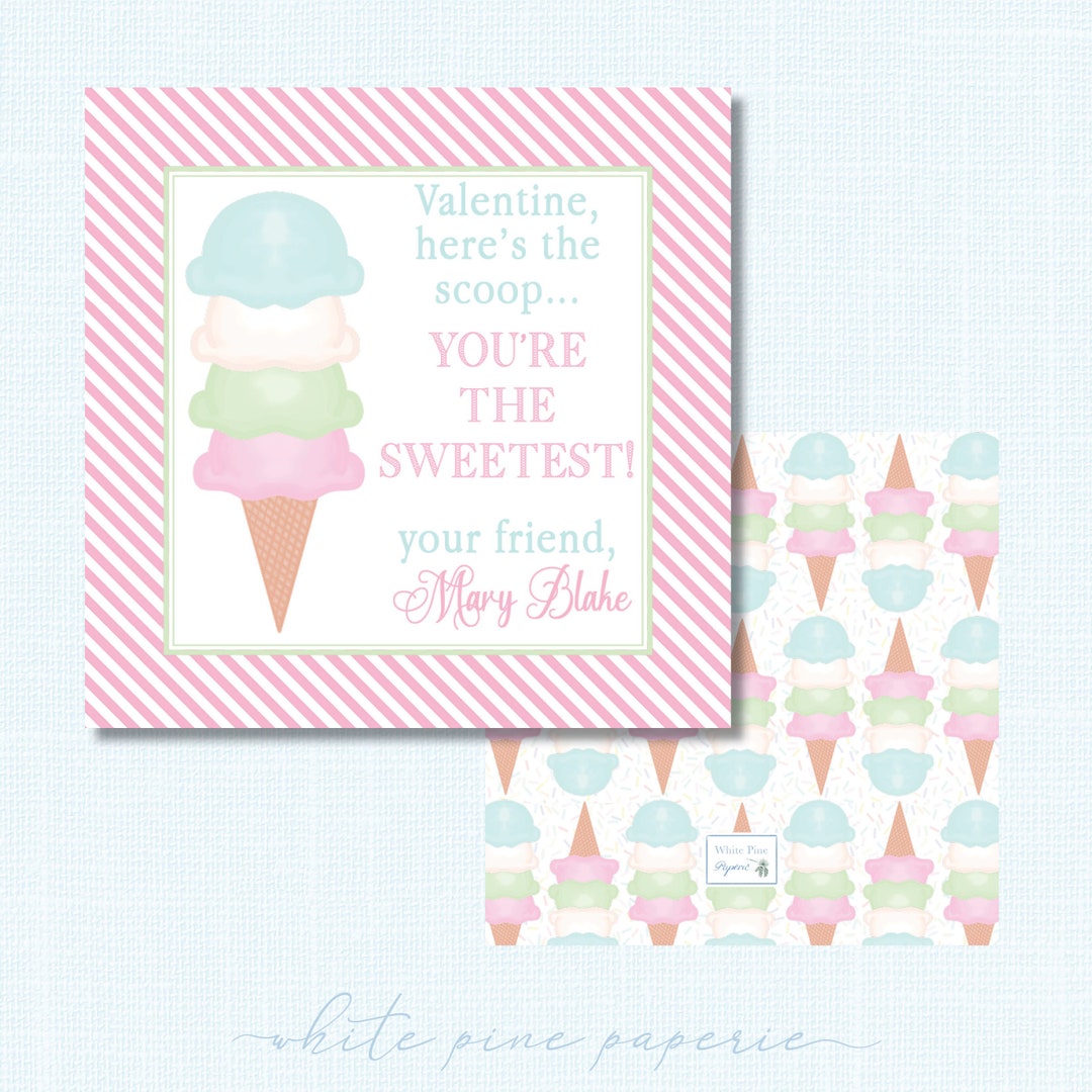 Sweetest Ice Cream Scoop / Watercolor Printed Valentine Gift Tags ...