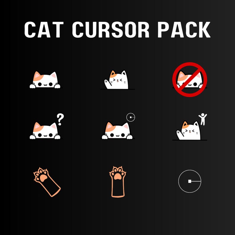 Cat Mouse Cursor Pack, Light & Dark Mode (PDF Download) - Etsy