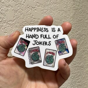 Happiness is a Hand Full of Jokers Mahjong Vinyl Sticker Hand Lettering ...