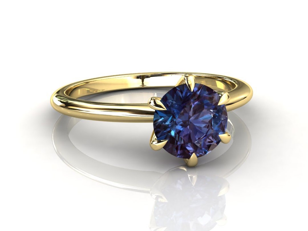 Alexandrite Solitaire Ring | Delicate Engagement Ring | 6 Prong ...