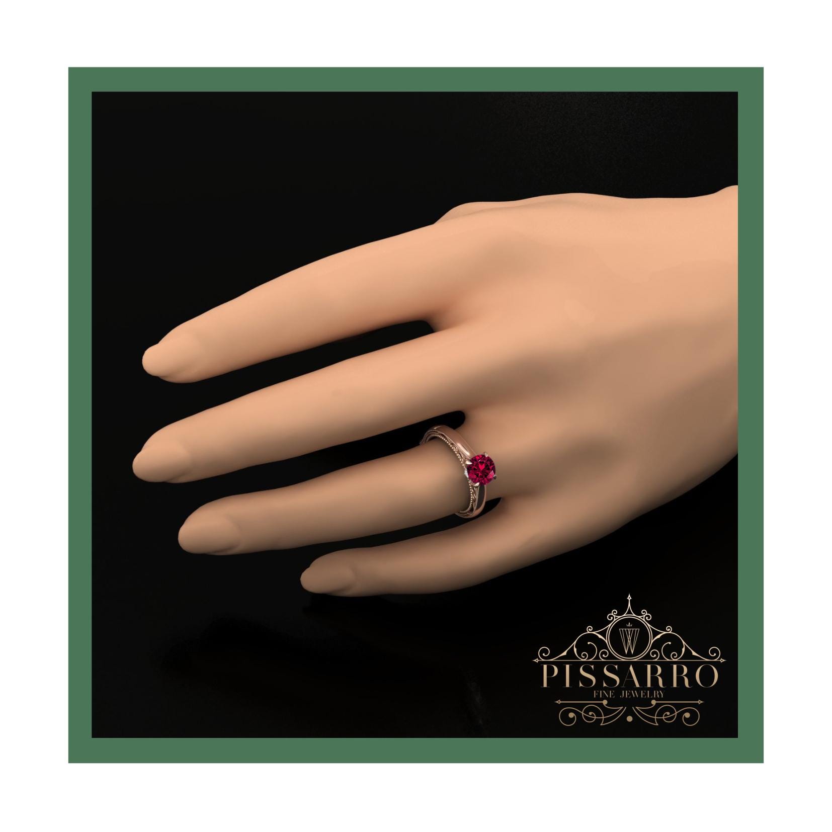 Rose Gold Ruby Engagement Ring, Euro Shank, Silver, 1.5 Carat Wedding ...