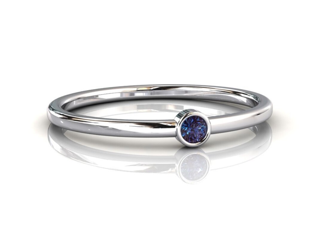 Solid Platinum Dainty Alexandrite Stacking Ring, Thin Band, Minimalist ...