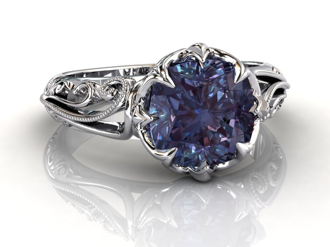 Platinum Alexandrite Ring | Alexandrite Engagement Ring | Cushion Cut ...