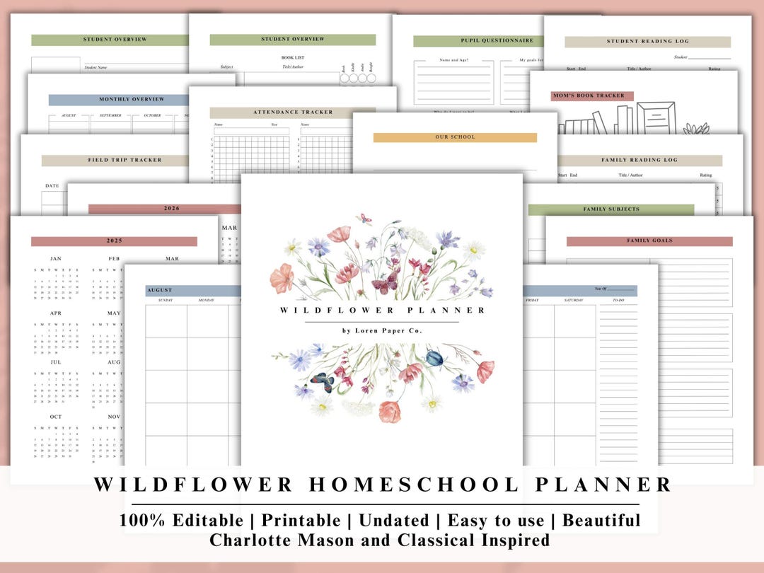 EDITABLE Printable Homeschool Planner PDF Download Classical Charlotte ...