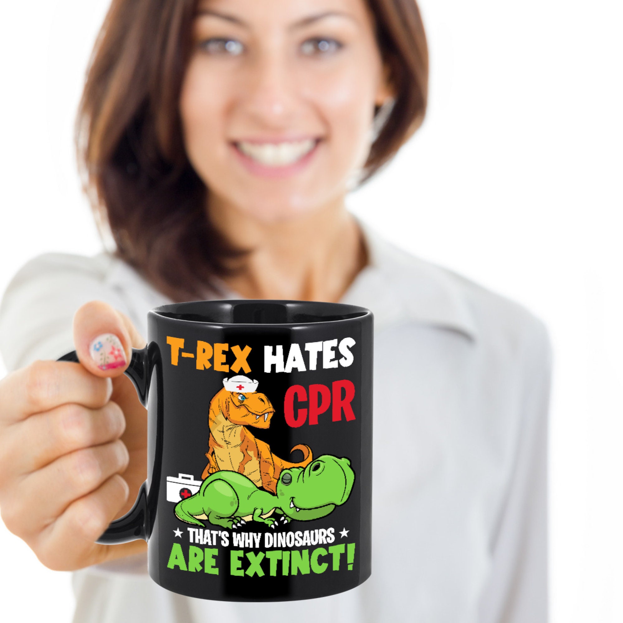T-rex Hates CPR That's Why Dinosaurs Are Extinct Coffee Mug ...