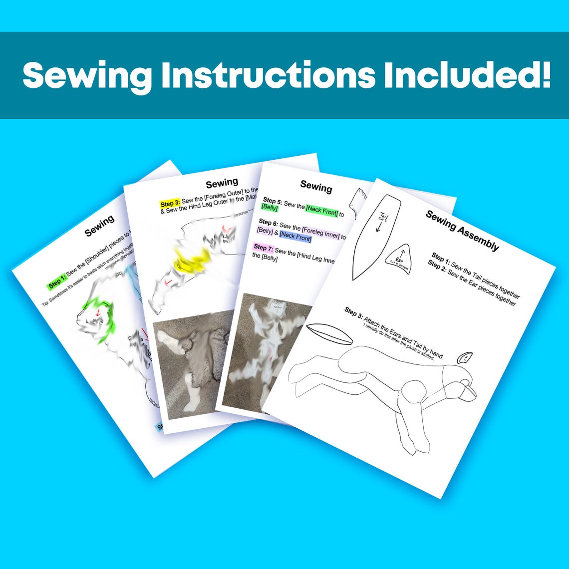 Simple Semi-realistic Wolf Plush Sewing Pattern + Instructions | PDF ...