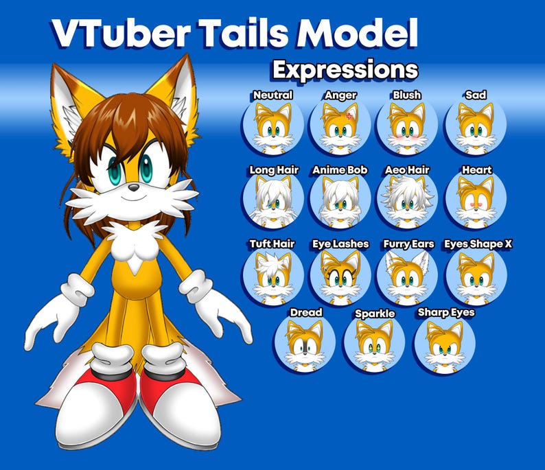 Live2d Vtuber Virtual Avatar Model: Customizable Tails Avatar - Etsy