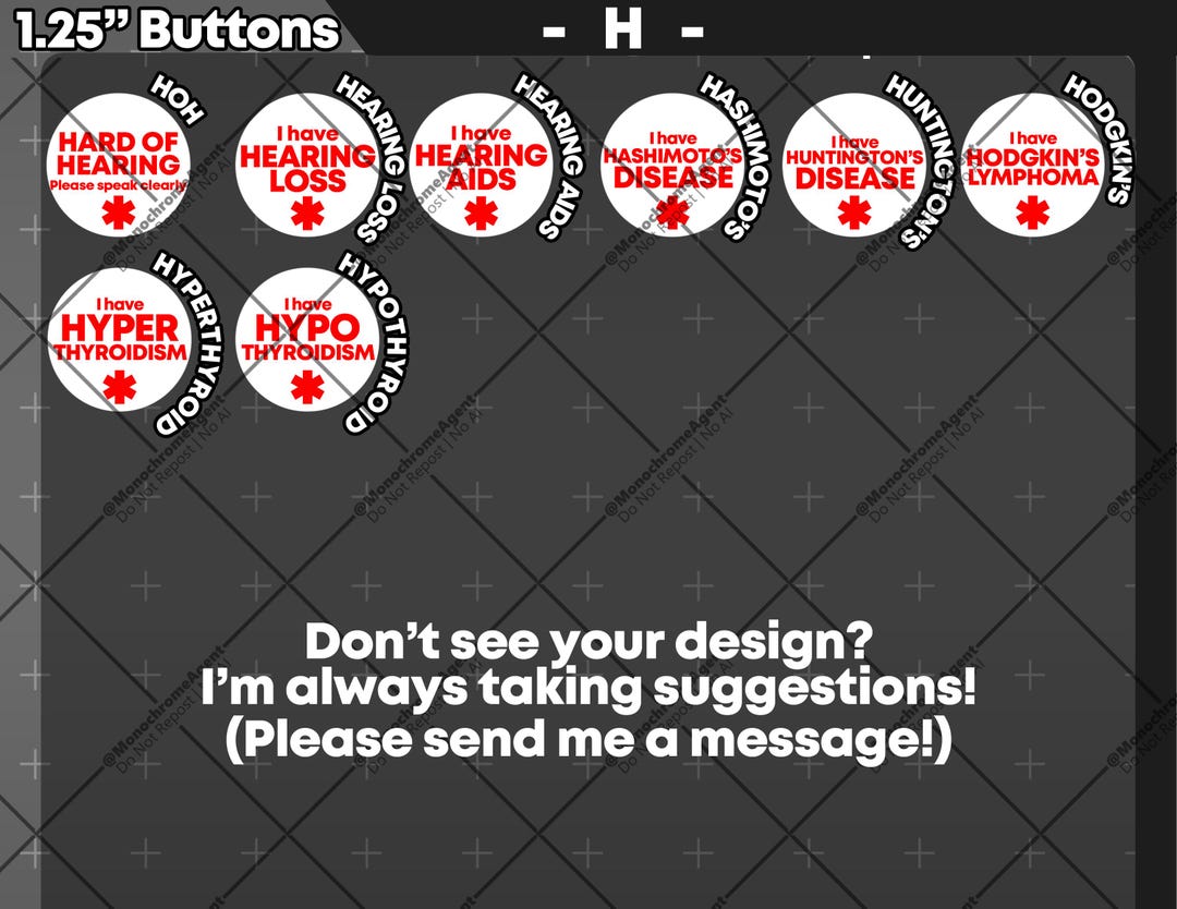 Medical Alert Buttons: H - (conditions That Start With "h ") | 1.25 ...