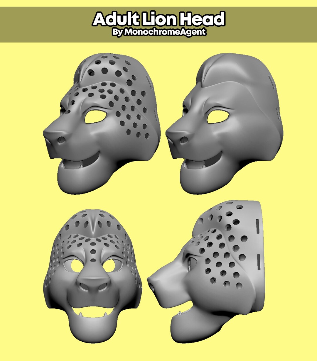 3D Printable Files - Wise Adult Lion Head Base [DIGITAL OBJ FILES] - Etsy
