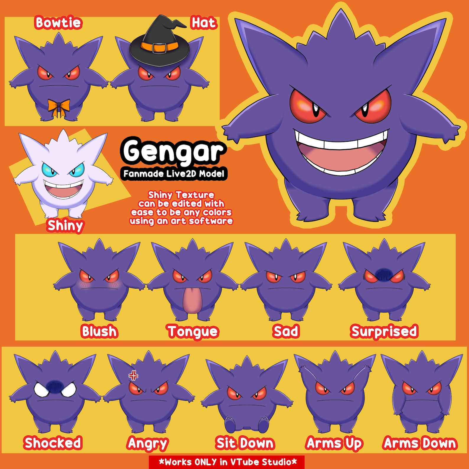 Live2d Vtuber Virtual Avatar: Gengar - With Editable Textures - Etsy