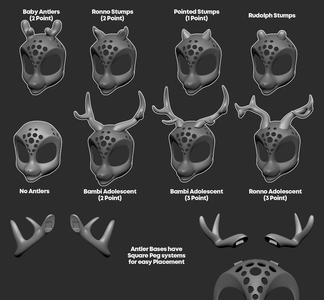 3D Printable Files - Toony Deer Head + Multiple Antler Styles - Etsy