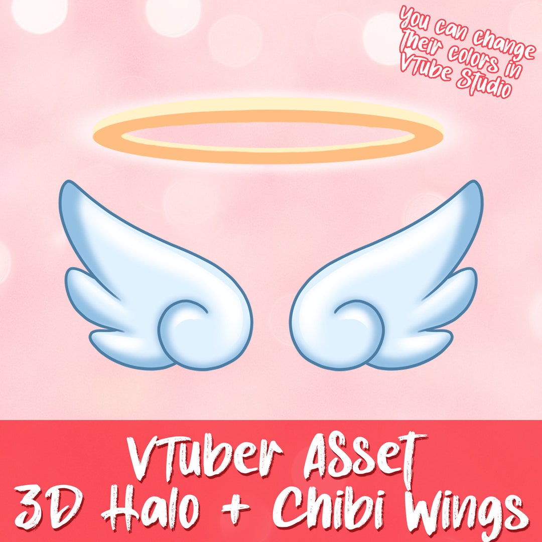 Live2d Vtuber Asset: Rigged 3D Halo + Chibi Wings - Etsy