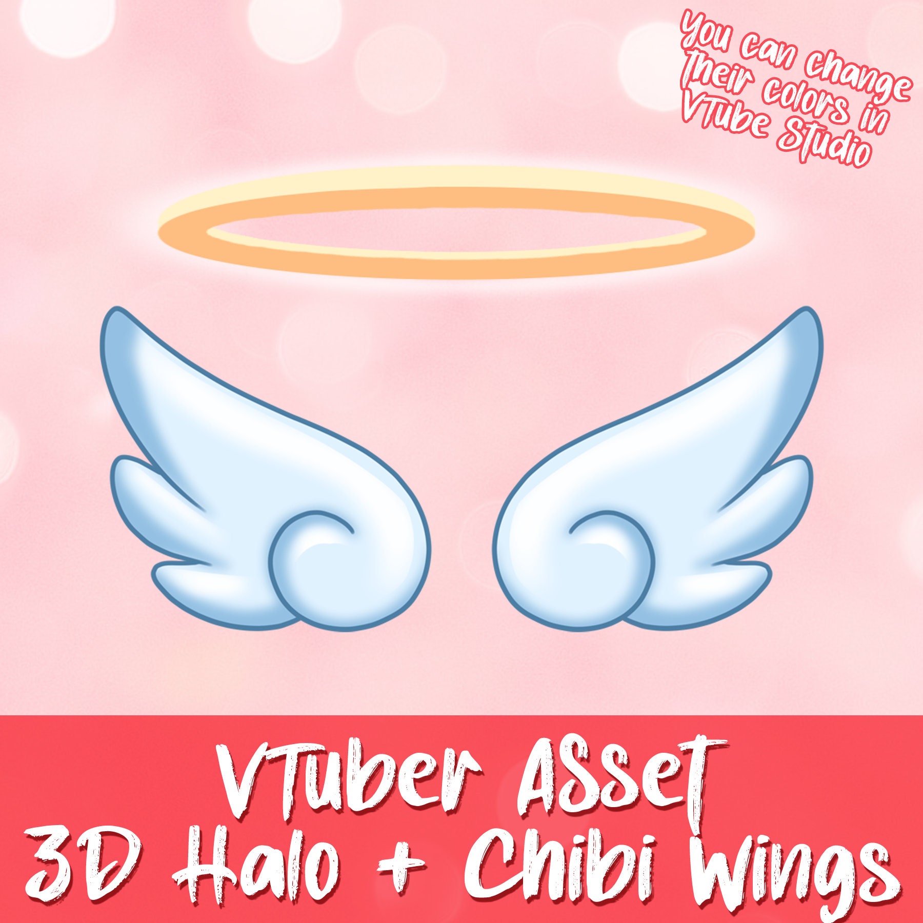 Live2d Vtuber Asset: Rigged 3D Halo Chibi Wings - Etsy