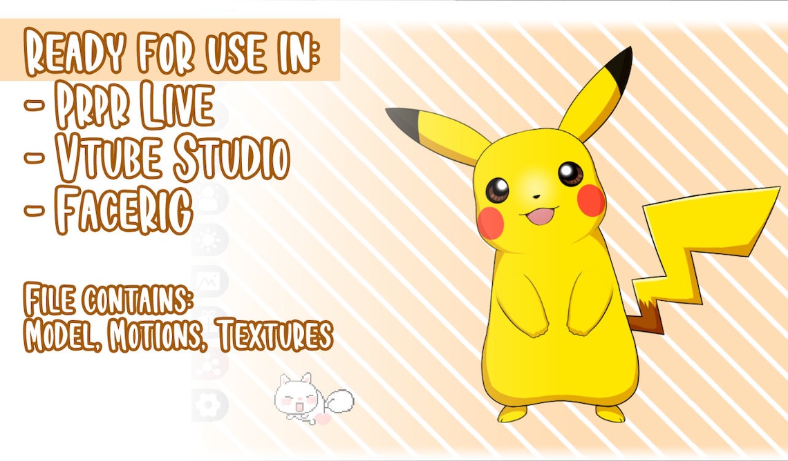 Live2d Vtuber Virtual Avatar Model: Customizable Pikachu - Etsy