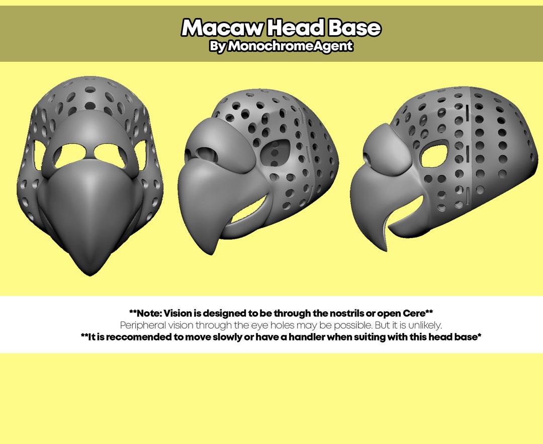 3D Printable Files - Macaw Hookbill Bird Head Base [DIGITAL STL FILES ...