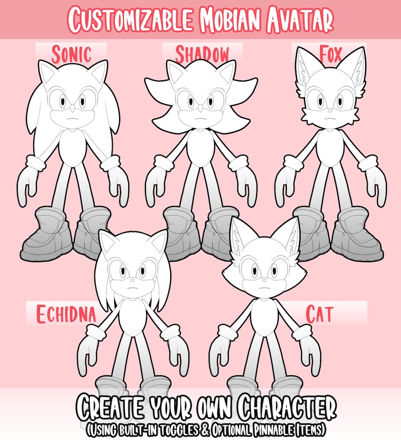 Live2d Vtuber Virtual Avatar Model: Customizable Sonic Mobian Avatar - Etsy