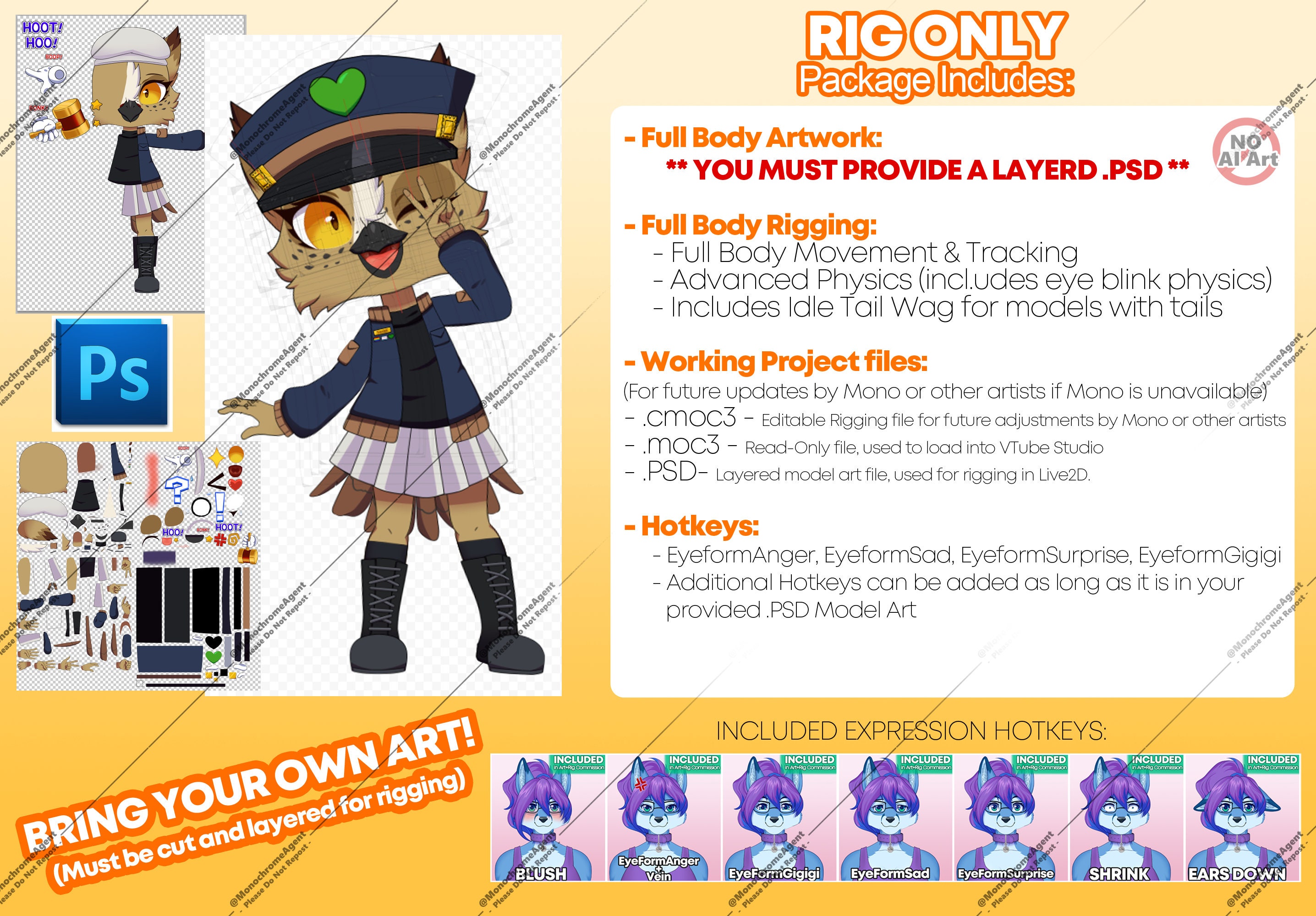 Custom Vtuber Model Commission Furry/human/animal | ARTWORK + RIGGING ...