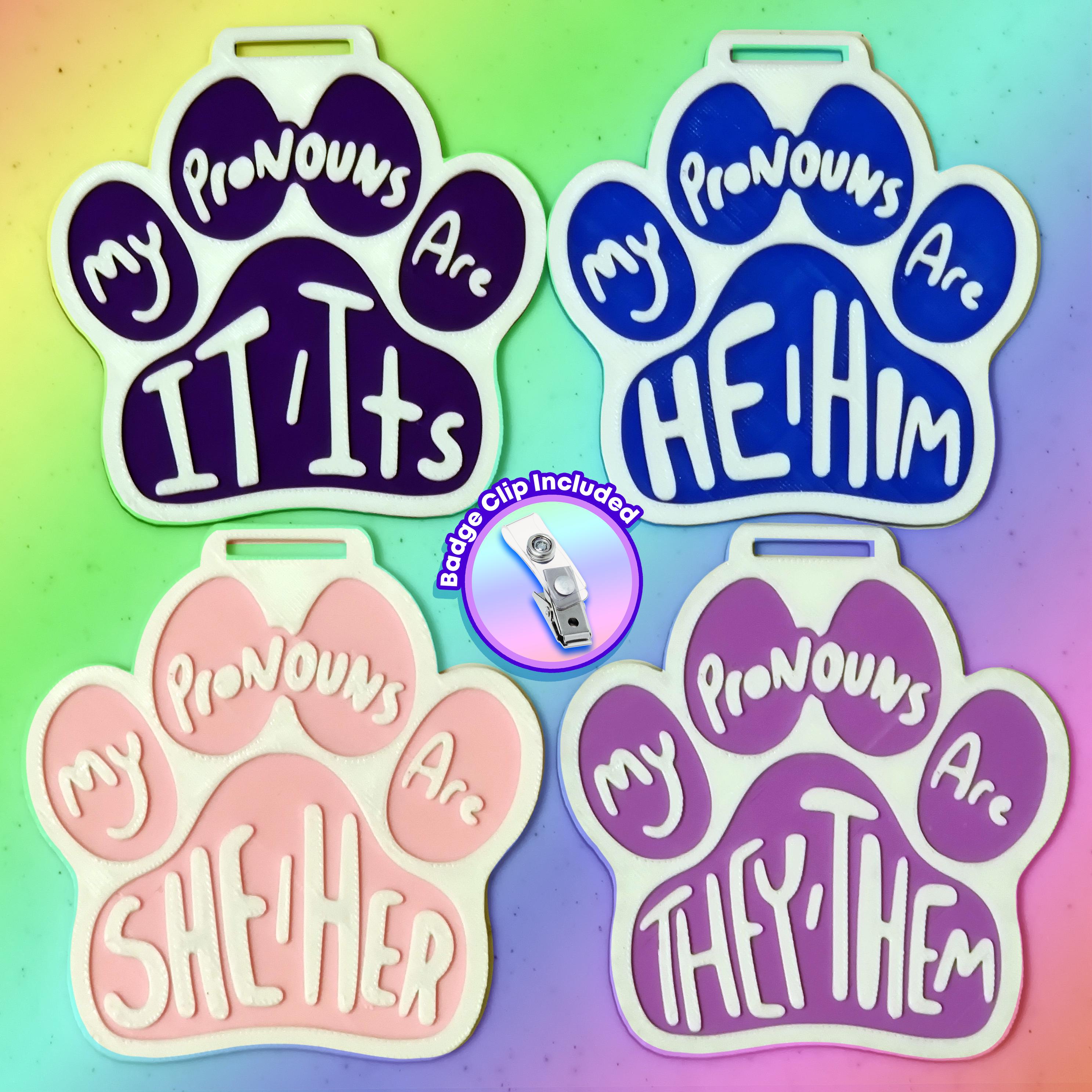 Paw Badges: Pronouns - Cosplay/fursuit/pet Communication Tags - Etsy