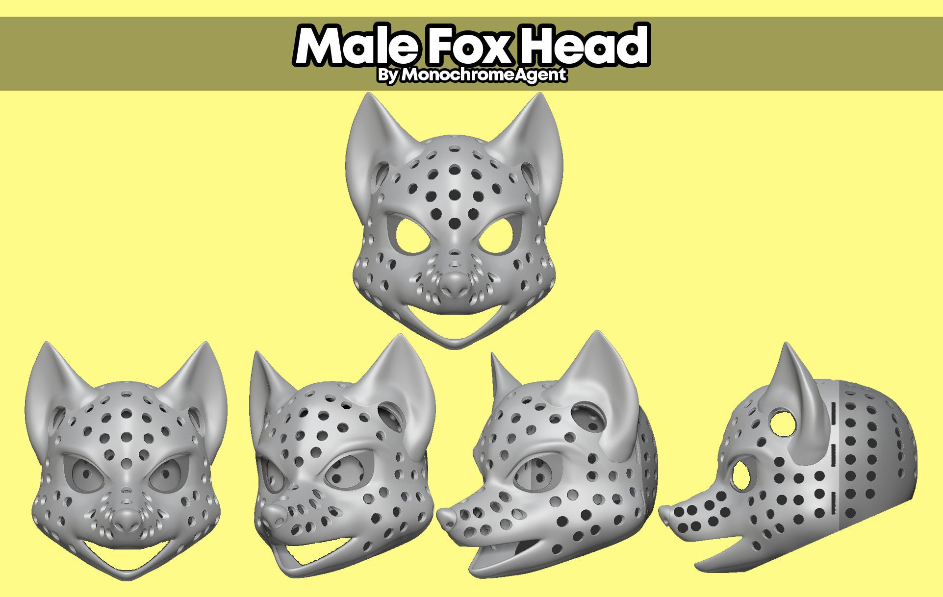 3D Printable Files - Male Fox Head Base [DIGITAL STL FILES] - Etsy