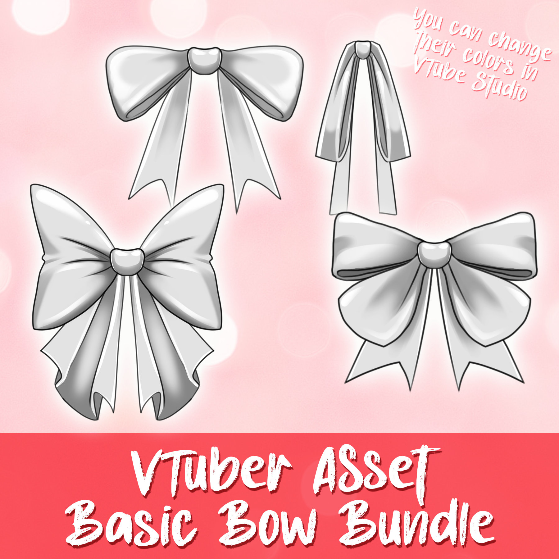 Live2d Vtuber Asset: Basic Bow Bundle 4 Rigged Bow Accessories - Etsy