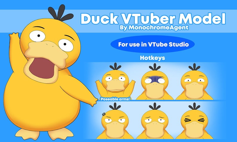 Live2d Vtuber Virtual Avatar Model: Psyduck - Etsy
