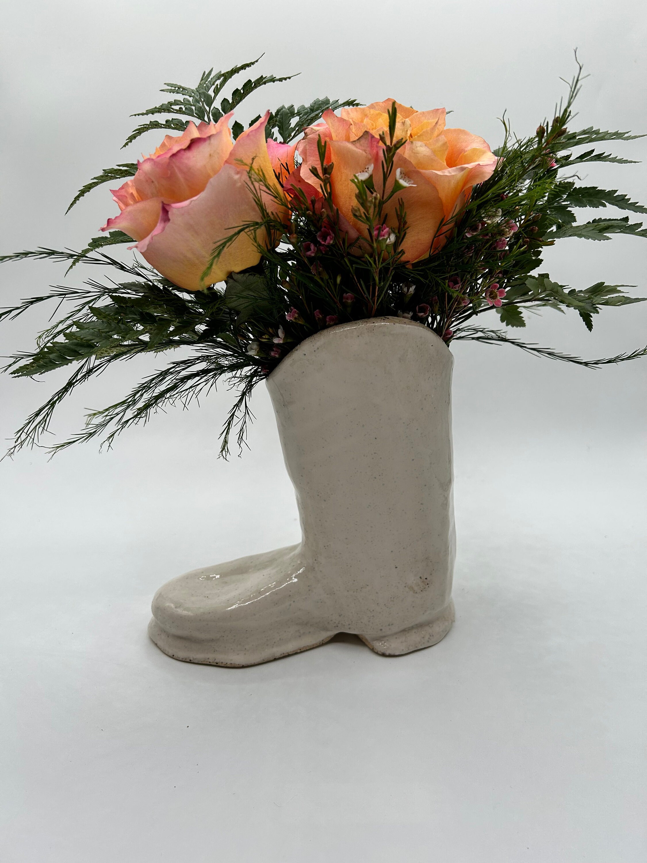 Glossy White Handmade Ceramic Cowboy Boot Vase - Etsy