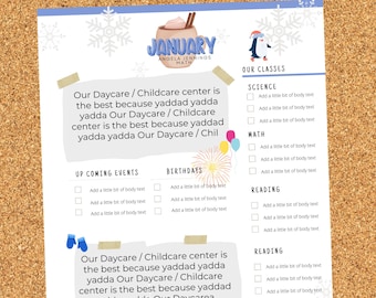 January Daycare Canva Template | January Daycare Newsletter Canva ...