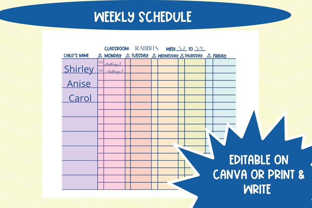 Sign in Forms. Childcare, Daycare, Learning Academy. Editable on CANVA ...