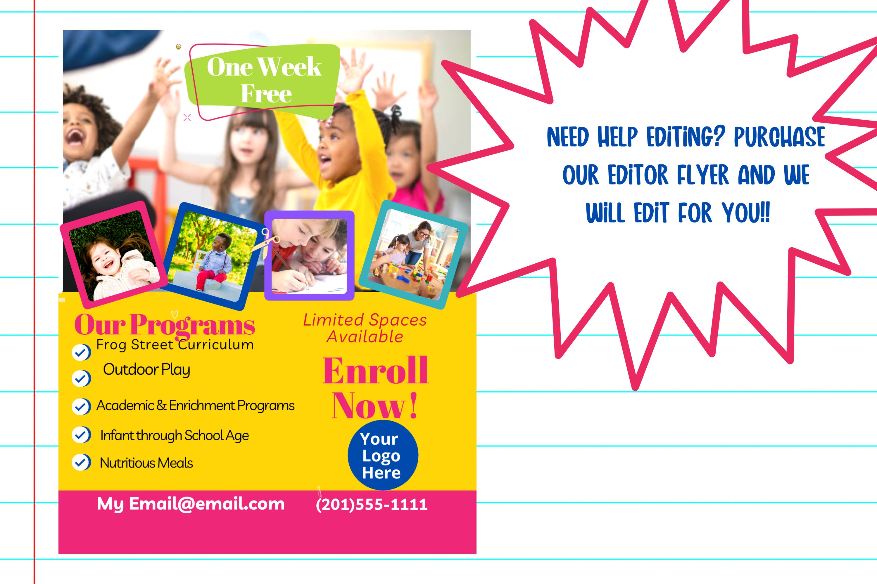 Editable Flyer for Childcare, Daycare, Learning Academy, Montessori, or ...