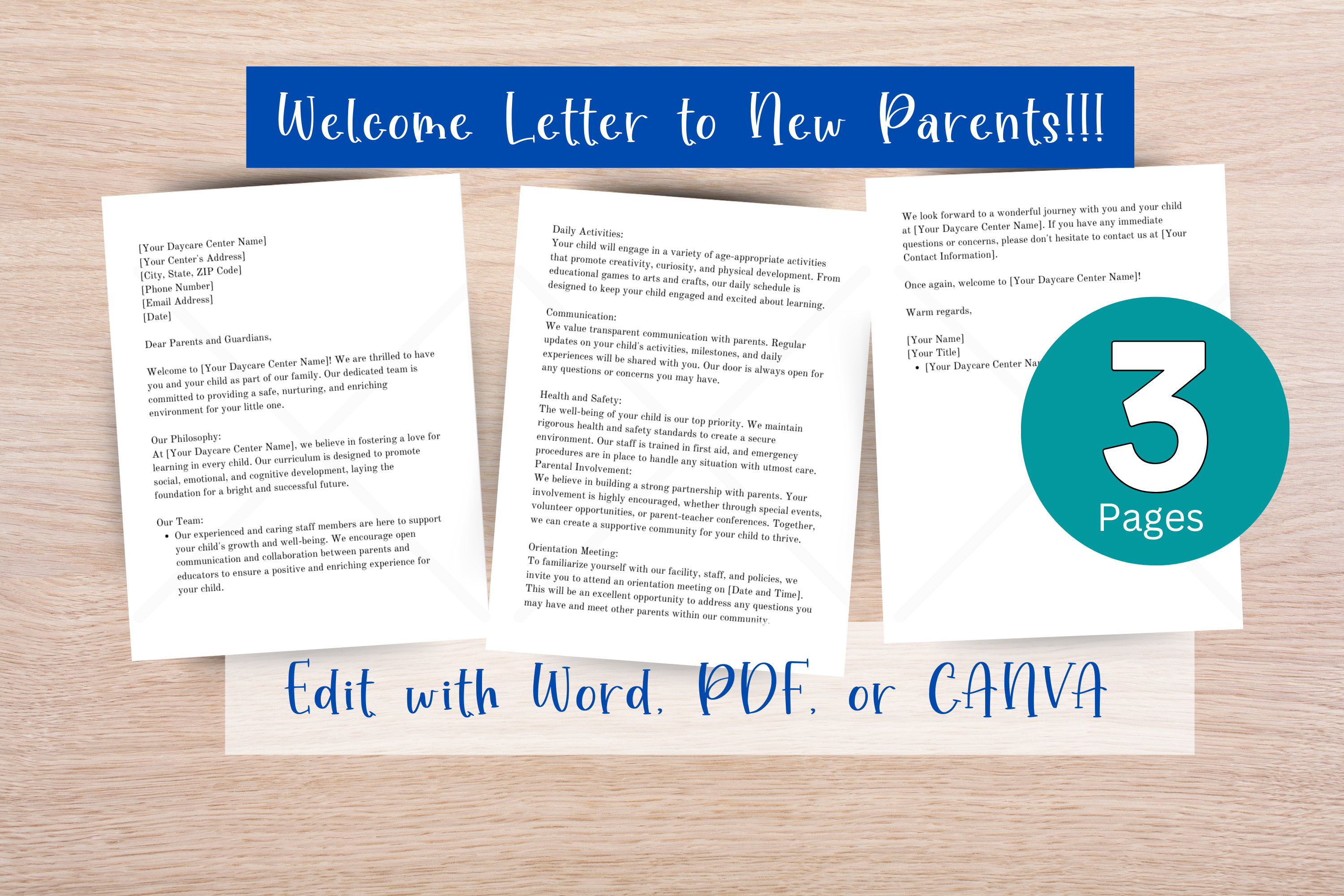 Welcome Letter for New Parents. Welcome New Daycare & In-home Childcare ...