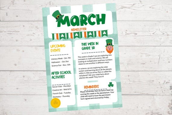 Editable March Newsletter for Childcare Home Care Preschool - Etsy