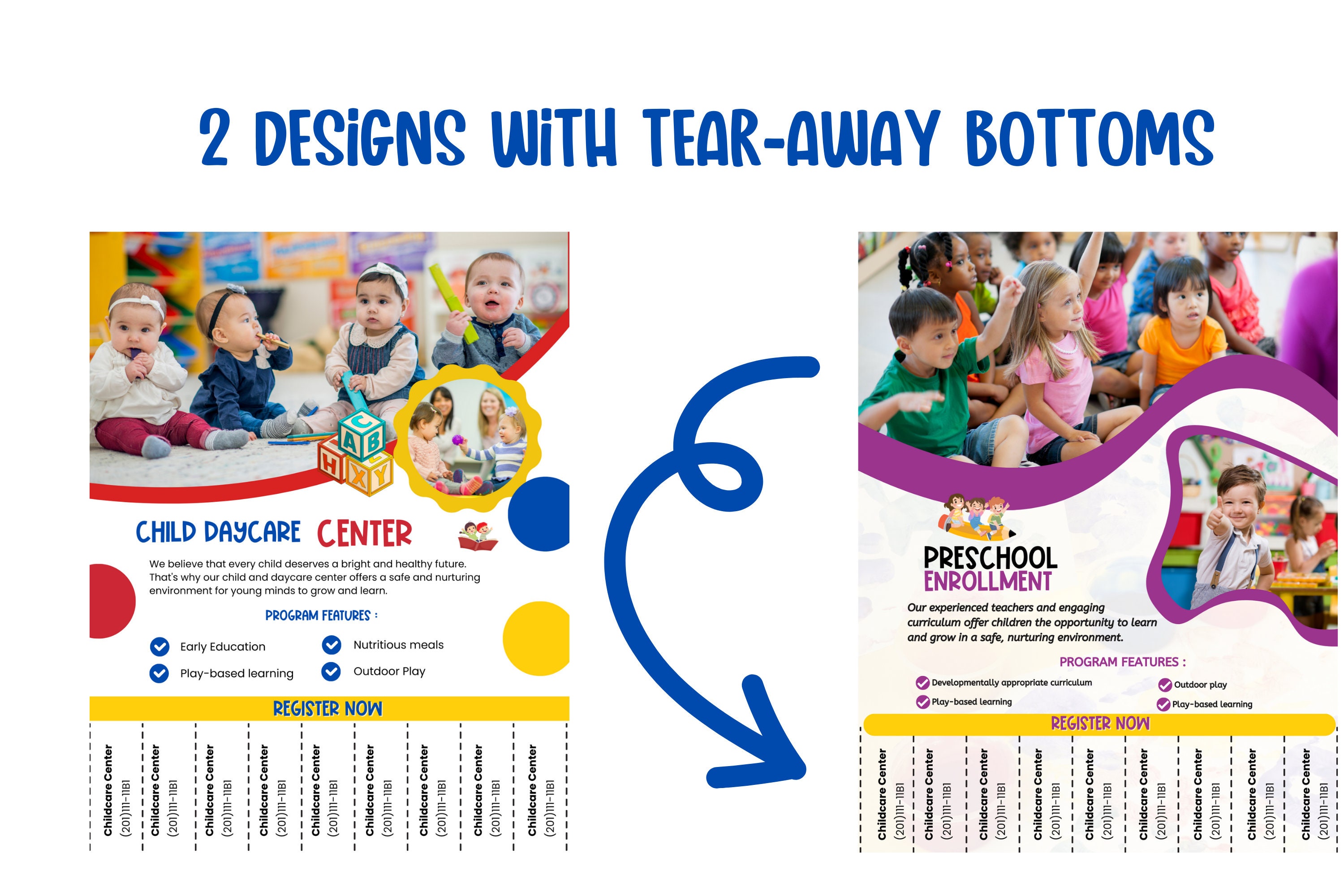 Daycare/childcare Digital Flyer. 5 Unique Designs for 8.5x11 Advertisement. Colorful, Easy to ...