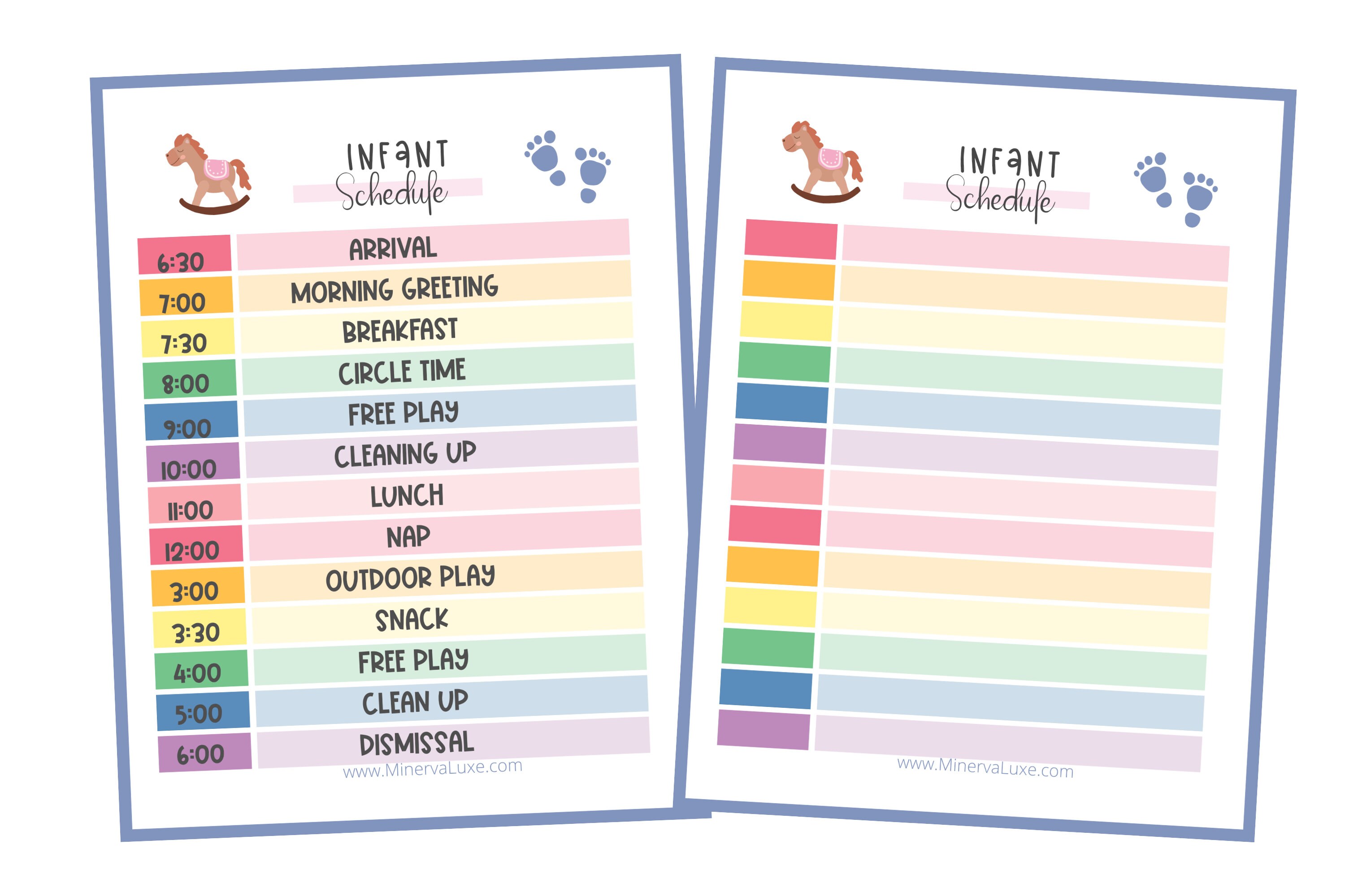 Infant Schedule. Fillable PDF. Daycare, Childcare, Learning Academy ...