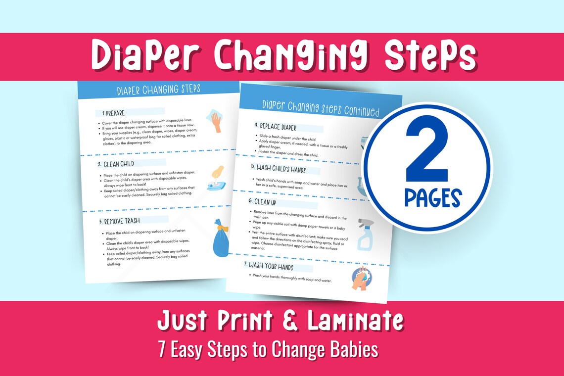 Diaper Changing Steps for Daycare Center - Etsy