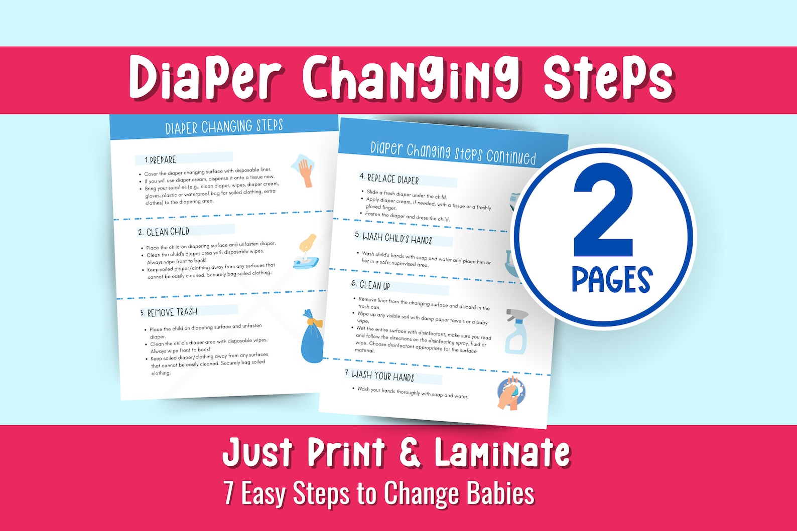 Diaper Changing Steps for Daycare Center - Etsy