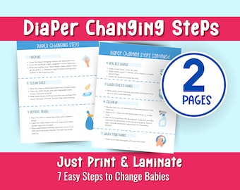 Diaper Changing Steps, Daycare Printable Diapering & Pull-up Changing ...
