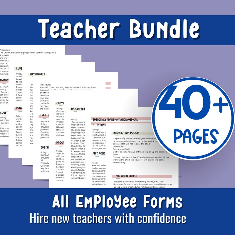 Daycare Employee Handbook - Etsy