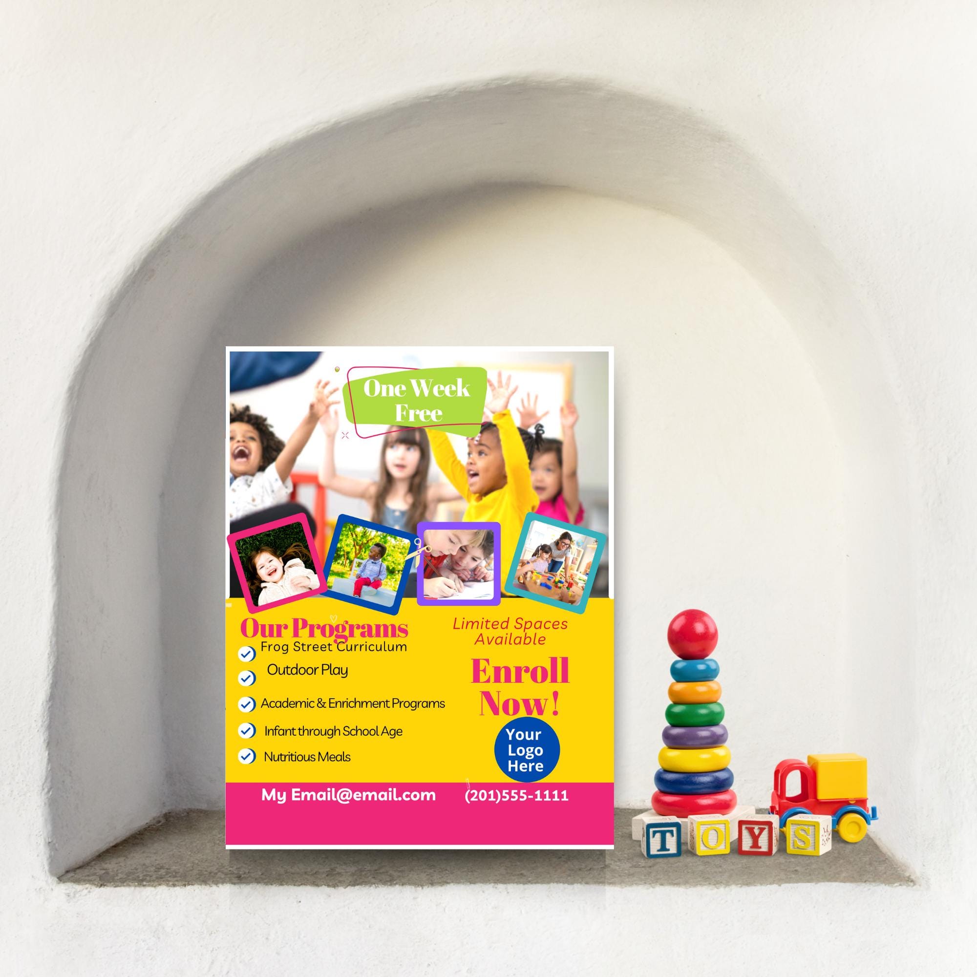 Editable Flyer for Childcare, Daycare, Learning Academy, Montessori, or ...