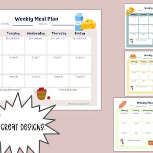 4 Fillable PDF Menus for Childcare, Daycare, Learning Academy. - Etsy