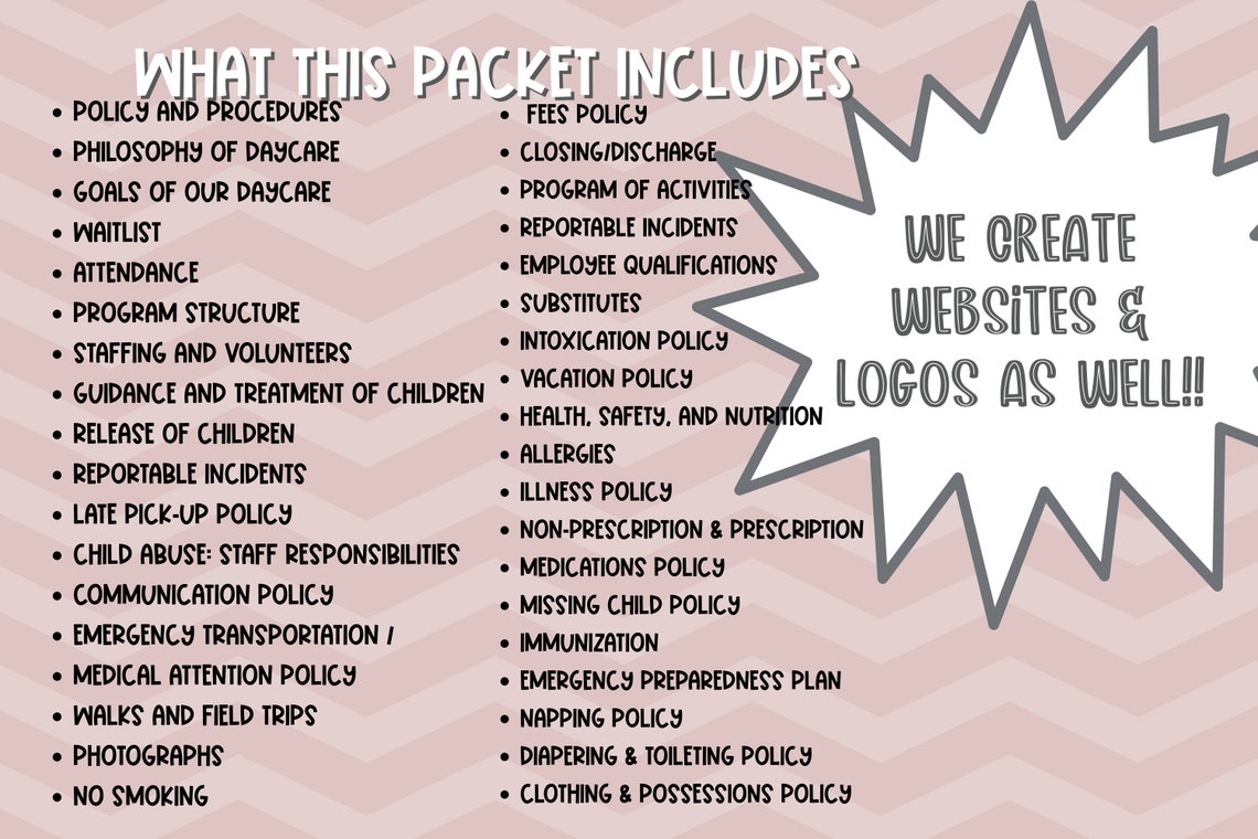 Policies & Procedures Daycare Enrollment. Childcare Learning - Etsy