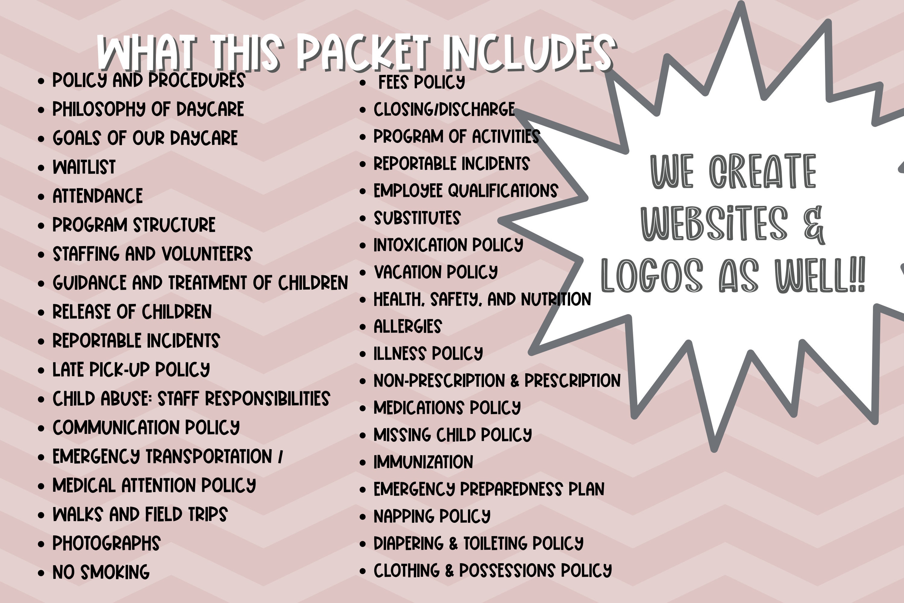 Daycare Policies and Procedures, Childcare Enrollment Forms (editable ...