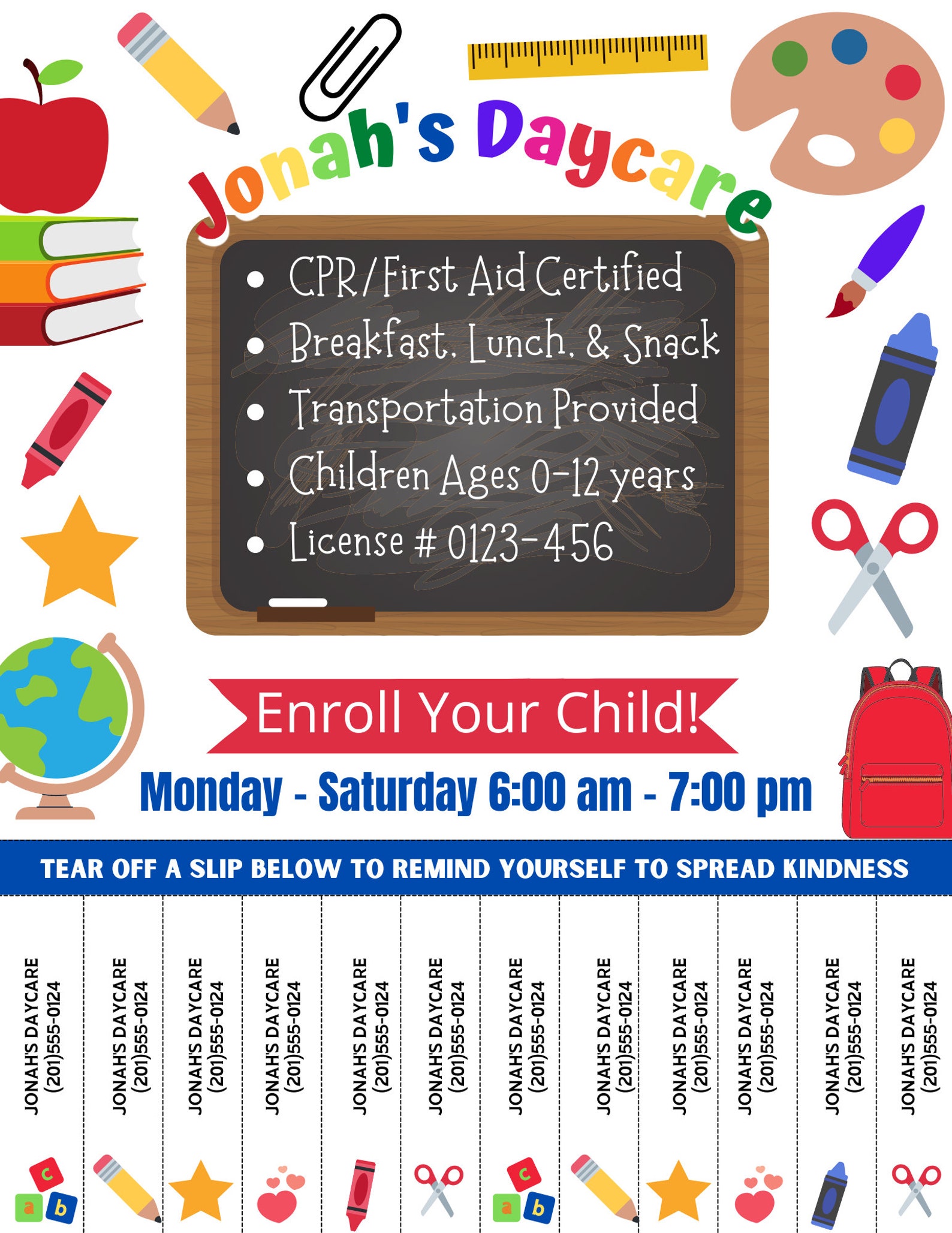 Childcare, Daycare Flyers. Now Enrolling. - Etsy