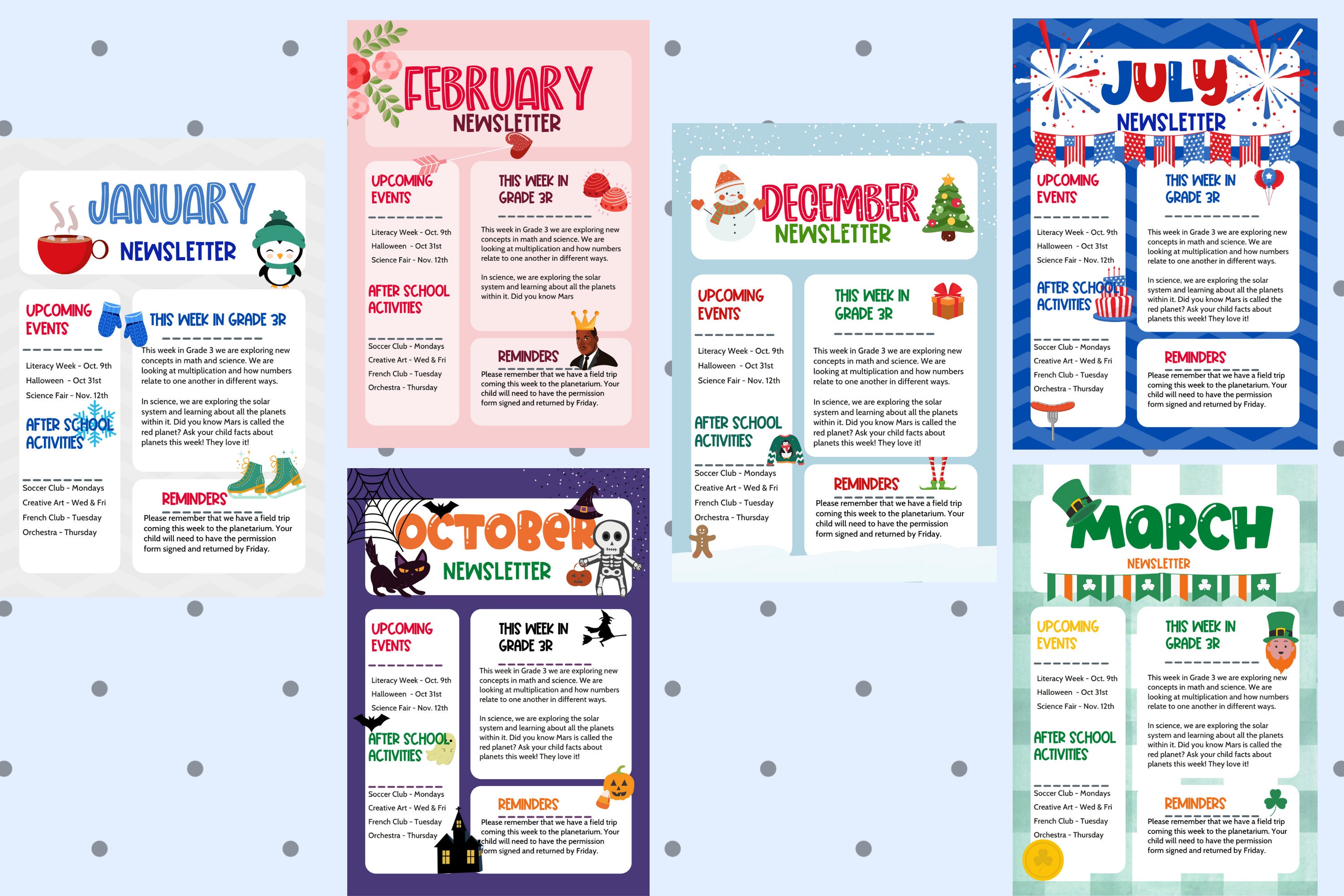 14 Colorful Themed Newsletters. Easily Edit With CANVA. - Etsy