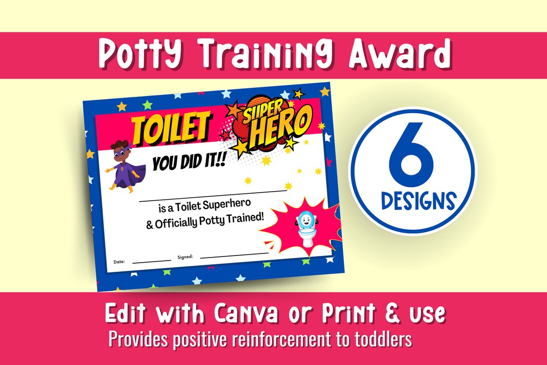 Potty Superhero: Colorful Award for Toddlers Using the Toilet. Potty ...