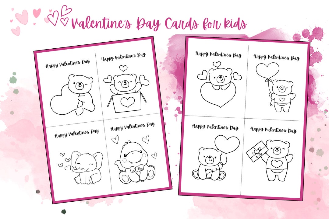 Valentine's Day Coloring Cards for Students. - Etsy