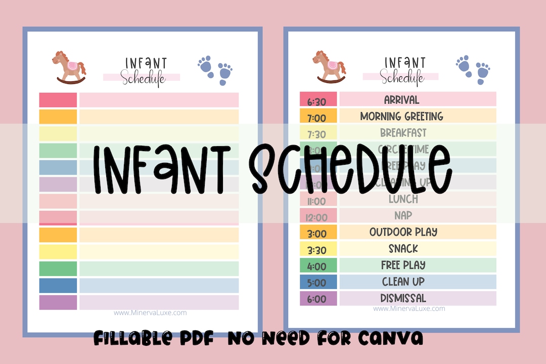 Infant Schedule. Fillable PDF. Daycare, Childcare, Learning Academy ...