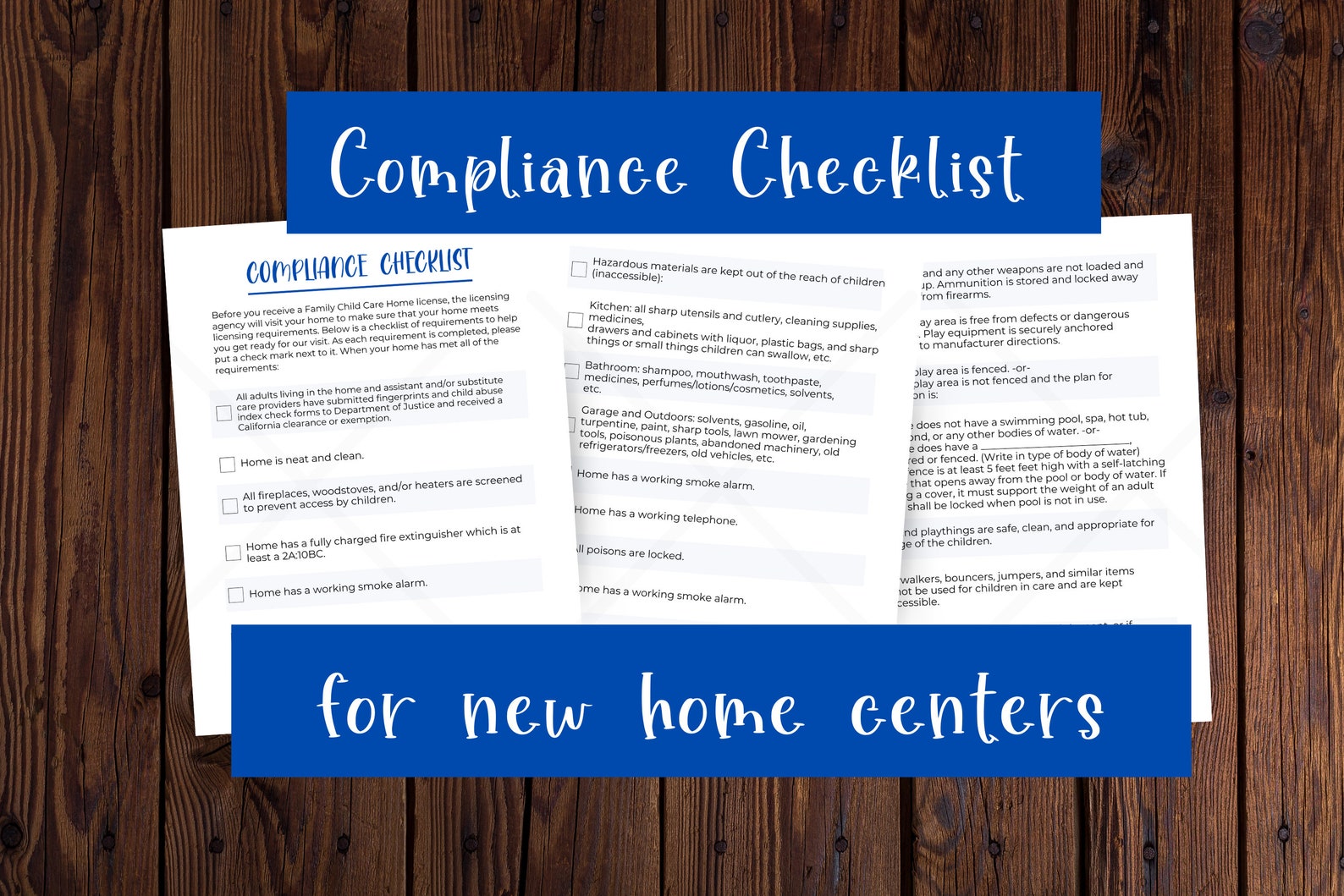 Compliance Checklist for New Daycare and In-home Care Centers - Etsy
