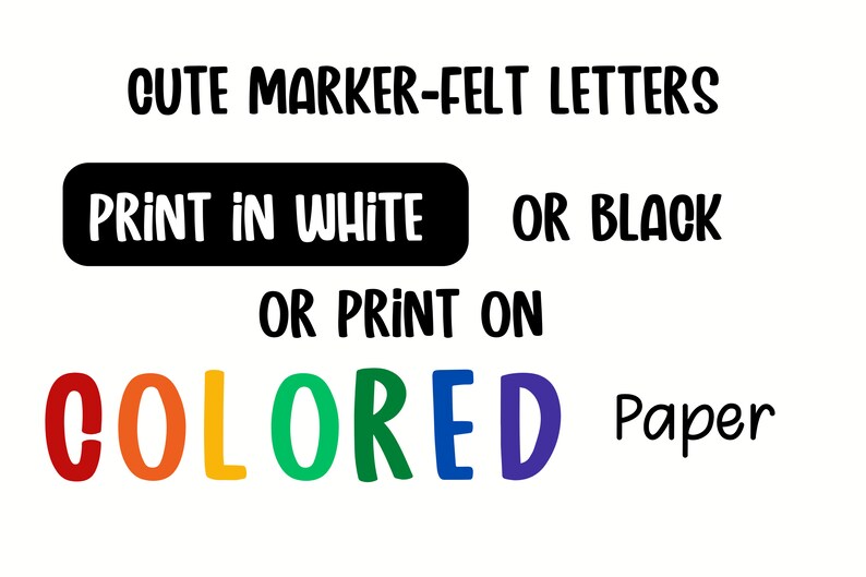 Printable Bulletin Board Letters and Numbers With Black Outline for ...