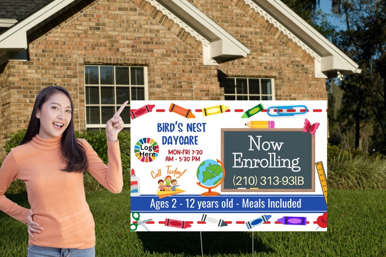 Now Enrolling Yard Sign for Daycare Center - Etsy