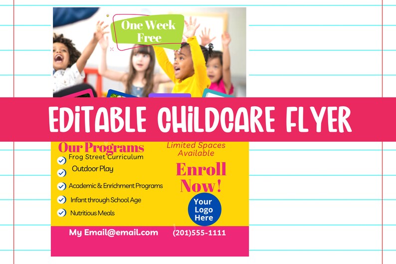 Editable Flyer for Childcare, Daycare, Learning Academy, Montessori, or ...